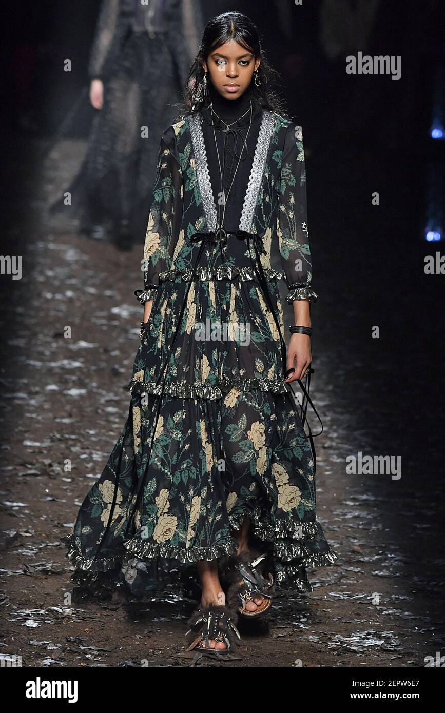 Model Alyssa Traore walks on the runway during the Coach Fashion Show ...