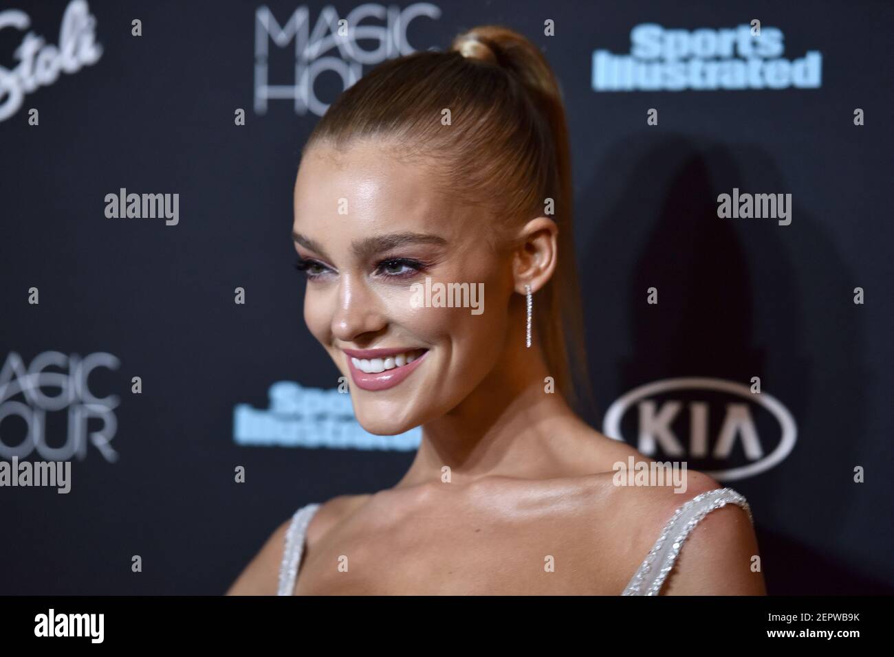 Model Georgia Gibbs attends the Sports Illustrated Swimsuit 2018 launch ...