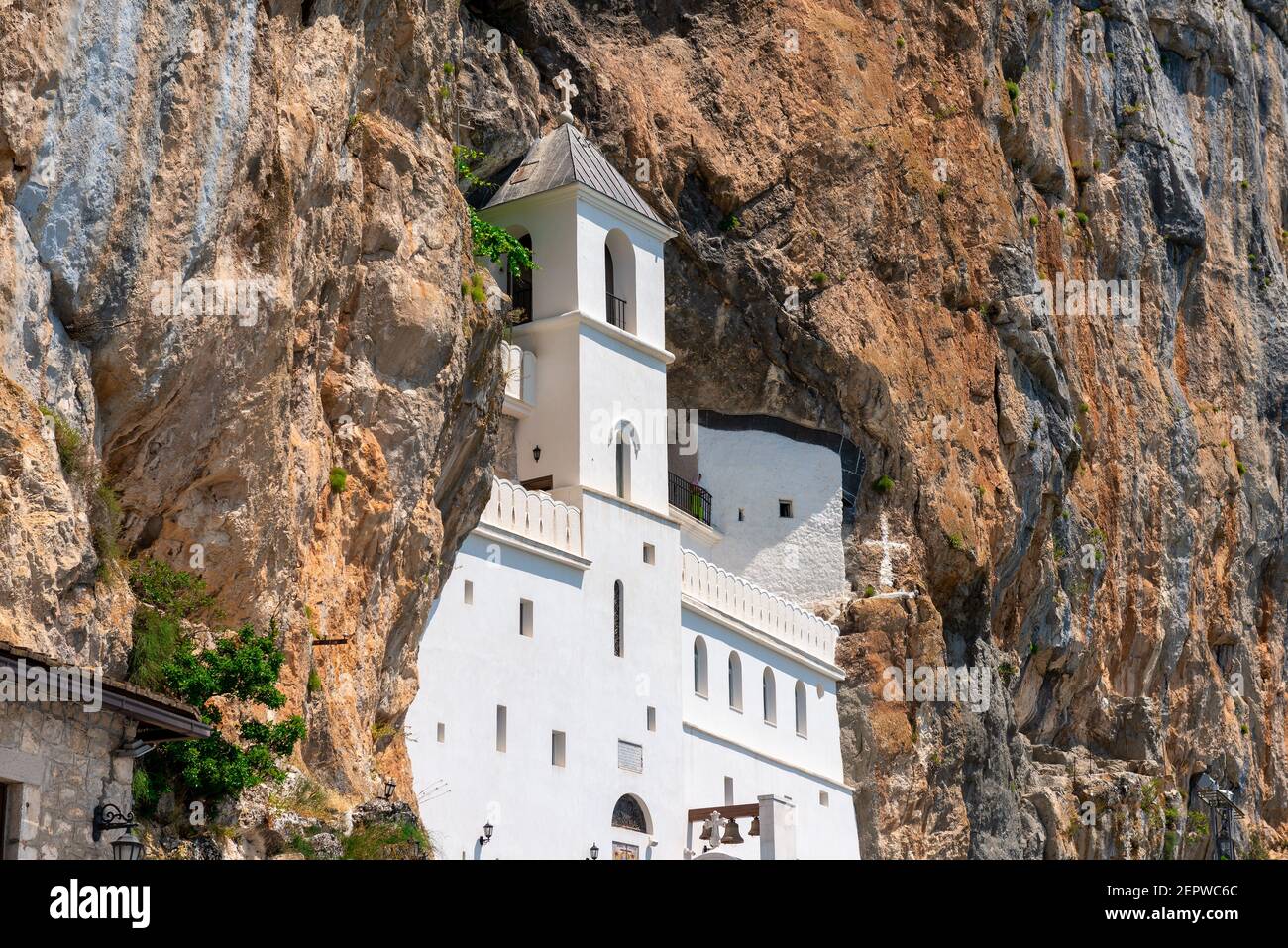 Old monastery of Ostrog built into a mountain in Montenegro Stock Photo ...