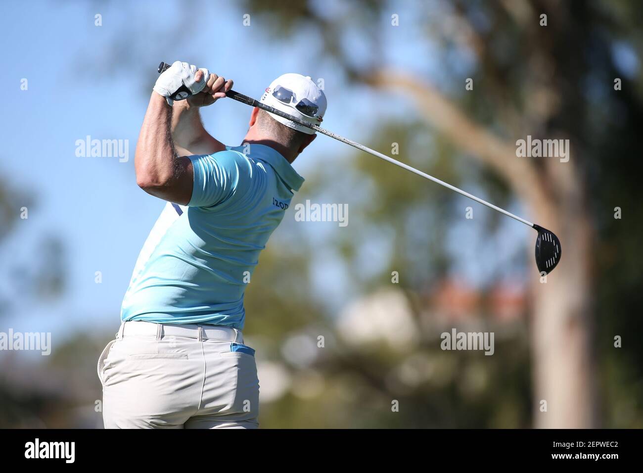 February 15, 2018 Los Angeles, CA...David Lingmerth teeing off during ...