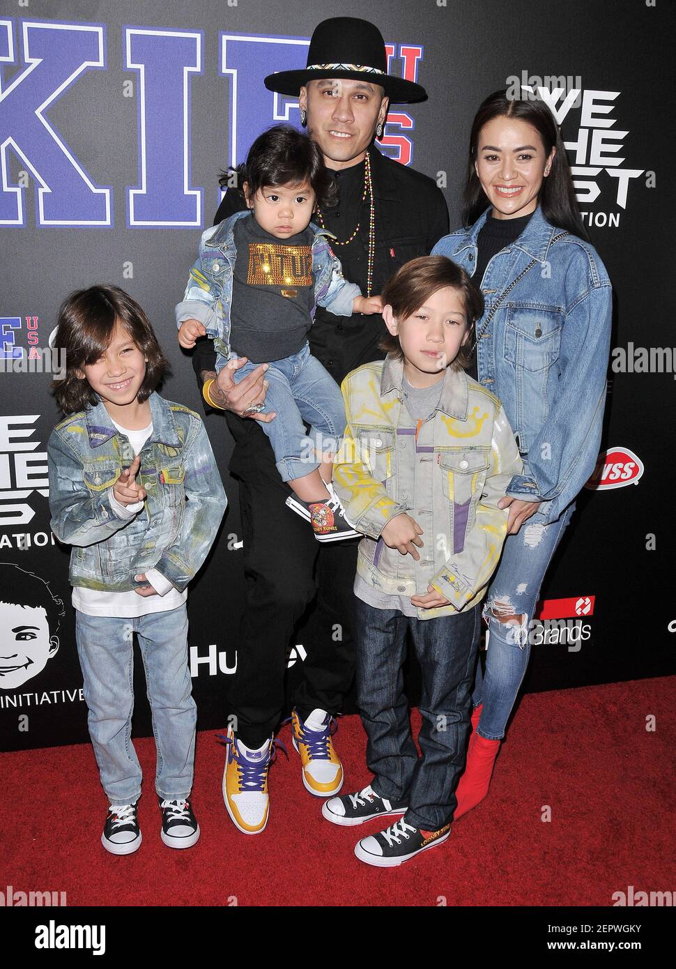 (L-R) Journey Gomez, Jet Gomez, Taboo, Jalen Gomez and Wife Jaymie ...