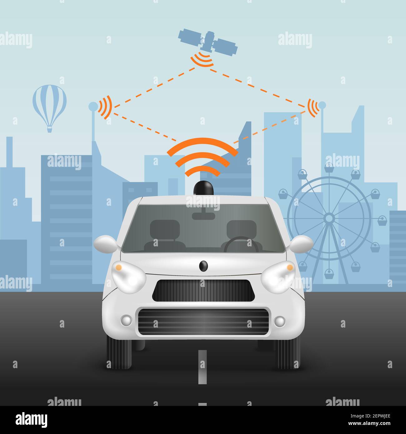 Autonomous car realistic composition with scheme of radio-controlled ...