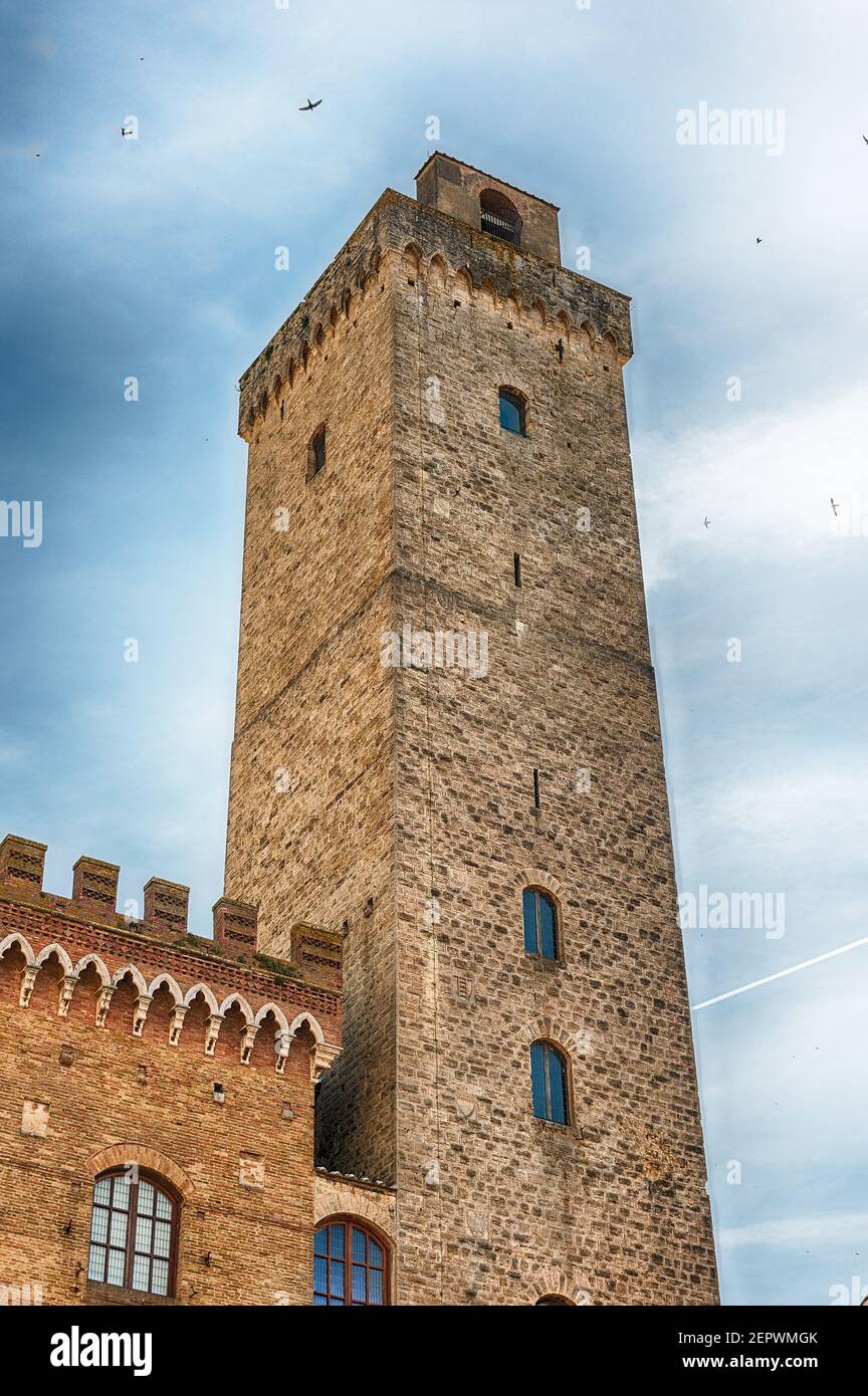 View of Torre Grossa, the tallest medieval tower and one of the main ...