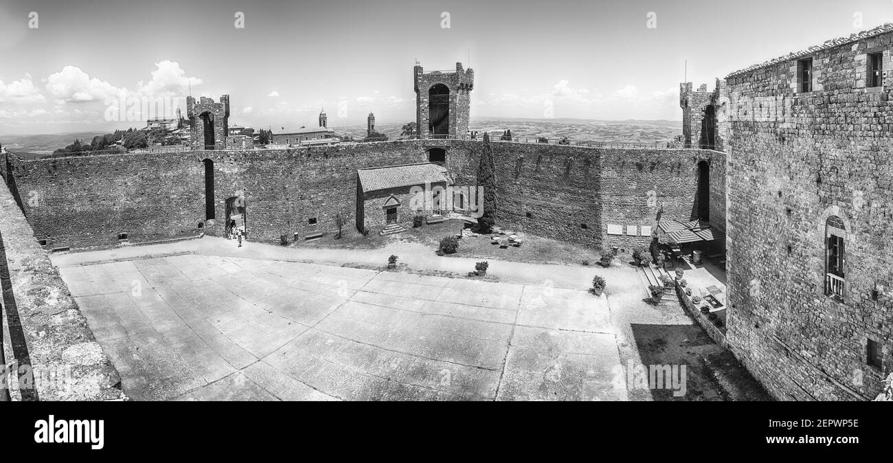 Interior panoramic view of a medieval italian fortress, iconic landmark ...