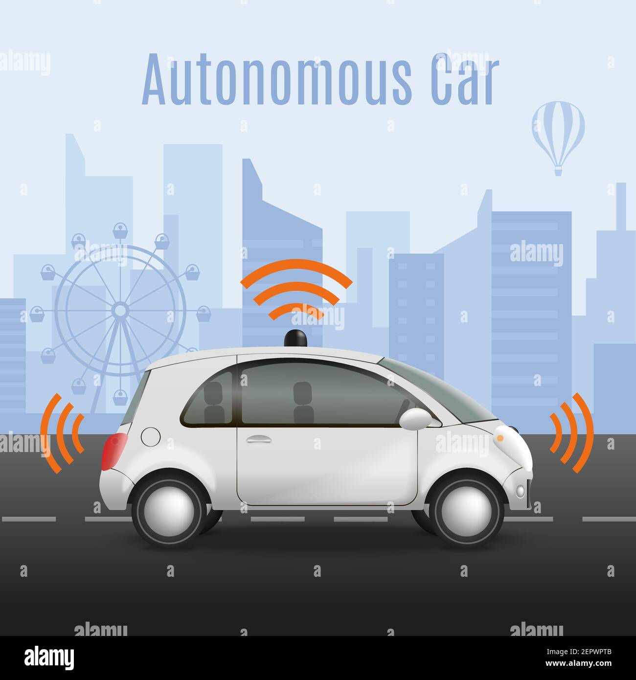 Autonomous car on road composition with realistic image of automobile ...