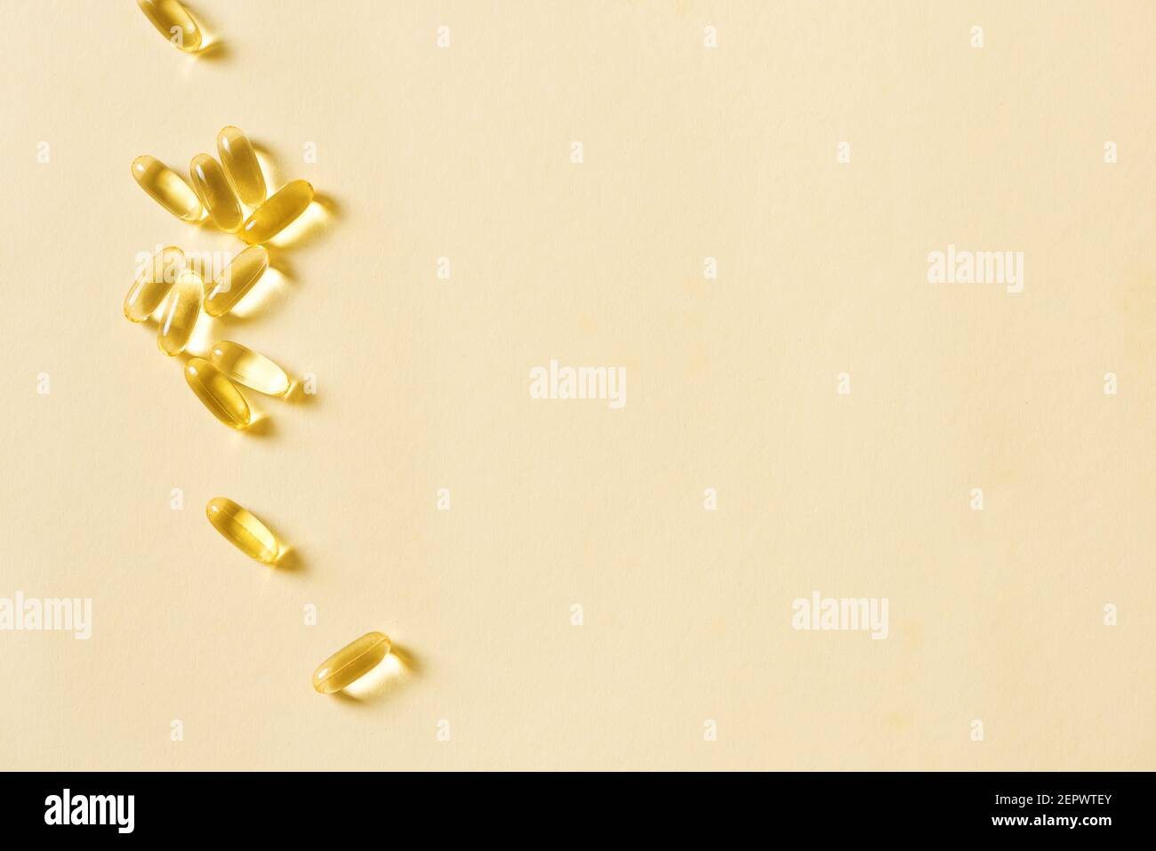 Oil filled capsules (softgel) of food supplements: fish oil, omega 3 ...