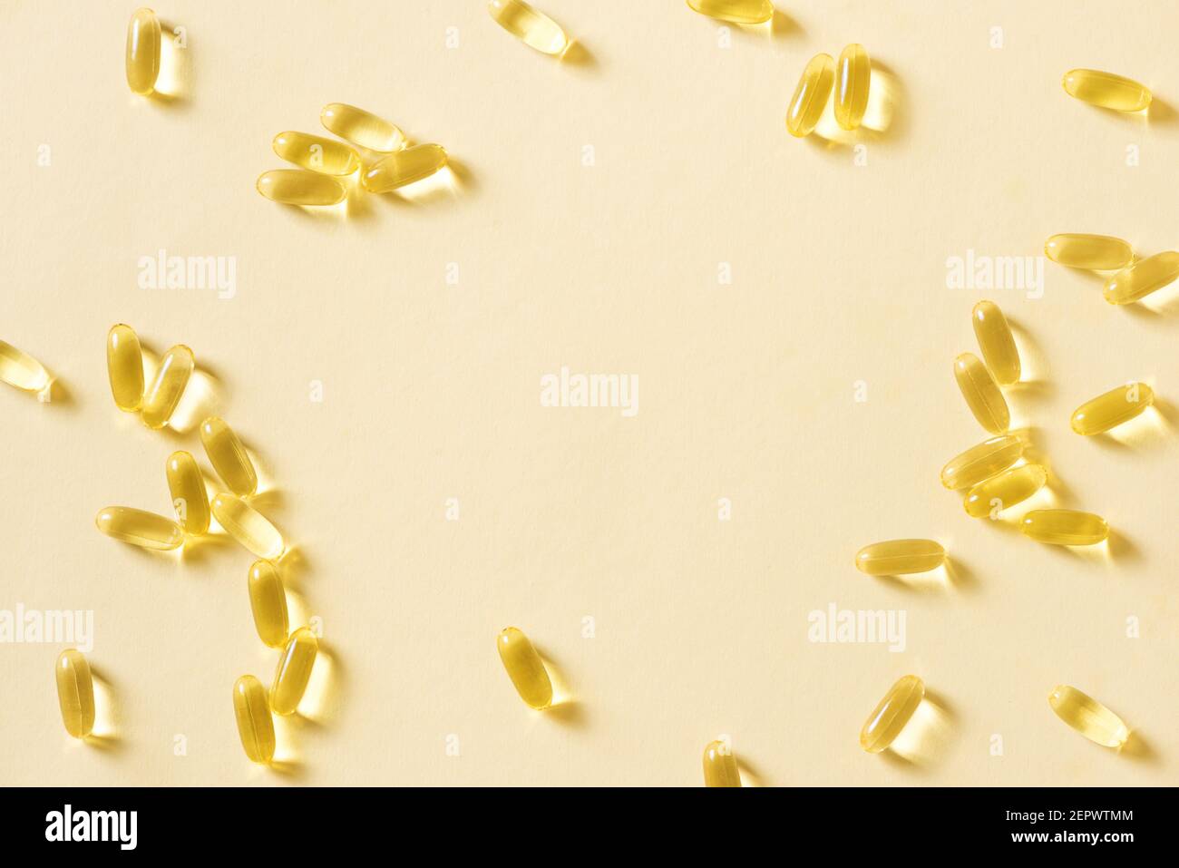 Oil filled capsules (softgel) of food supplements: fish oil, omega 3 ...