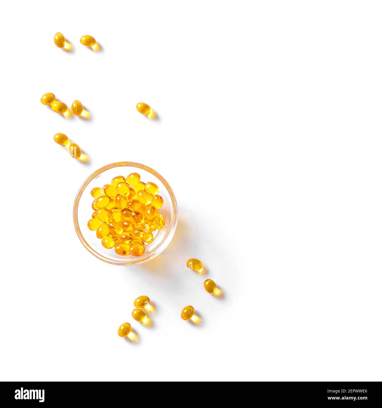 Oil filled capsules (softgel) of food supplements: fish oil, omega 3 ...