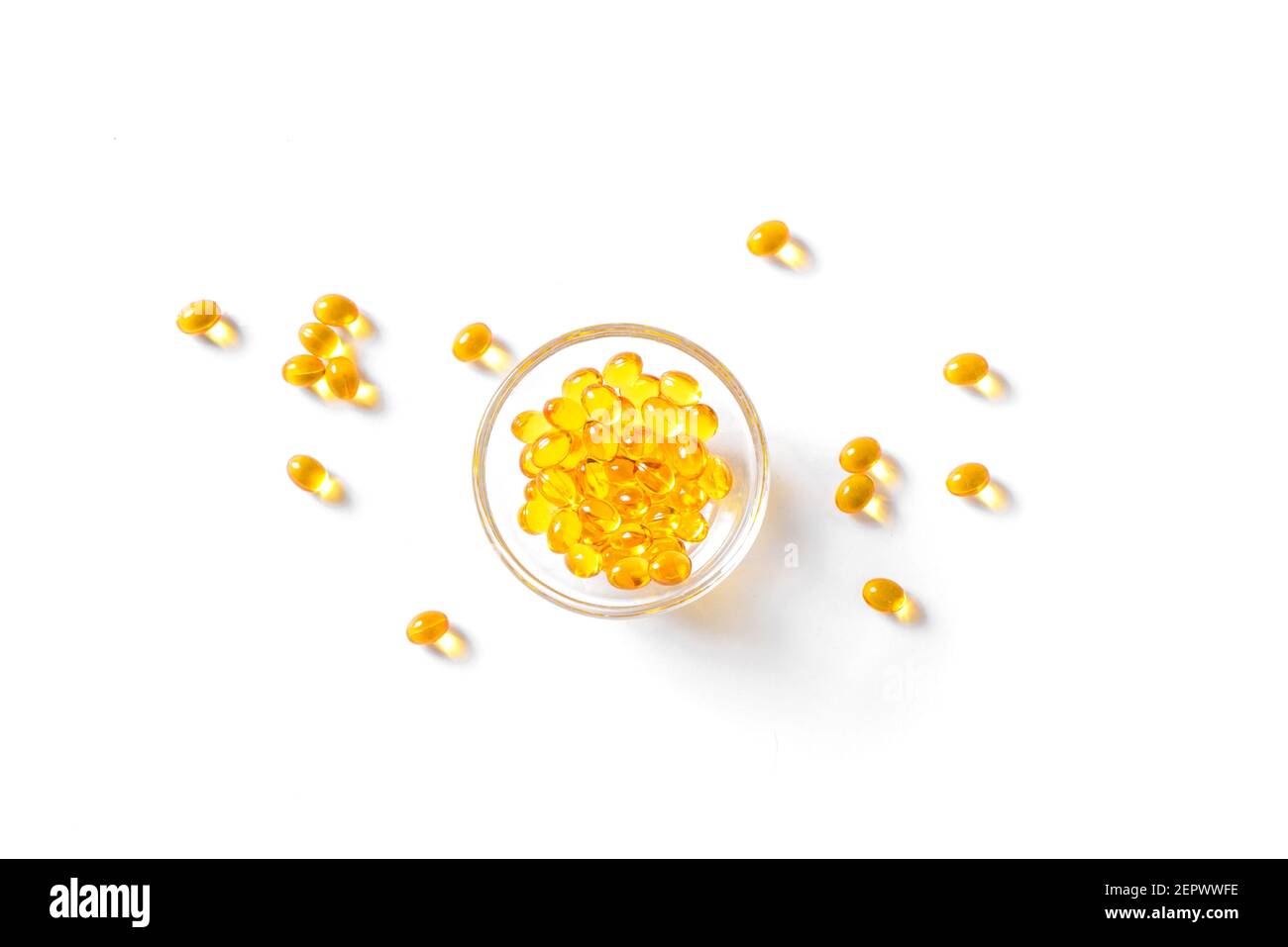 Oil filled capsules (softgel) of food supplements: fish oil, omega 3 ...