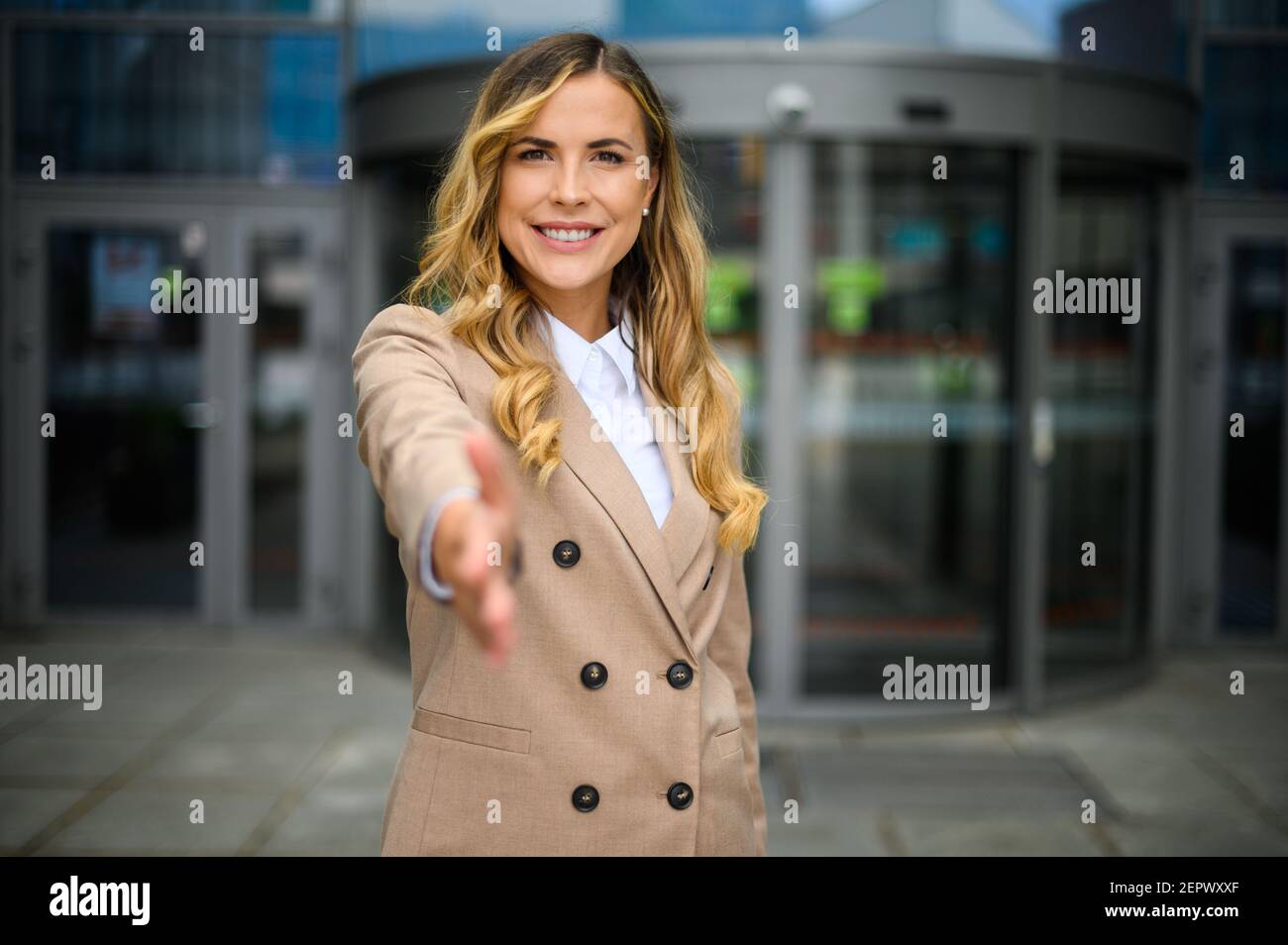 Young female manager giving hi-res stock photography and images - Alamy