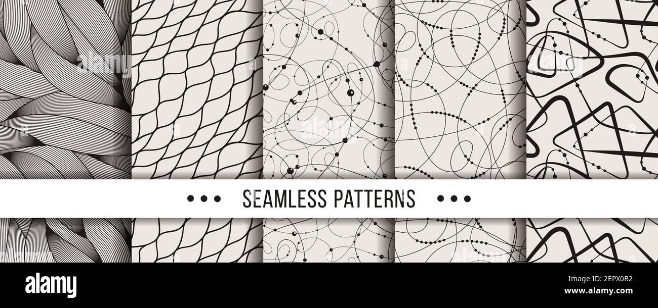 Set of strict, minimalistic seamless patterns. Collection for coloring ...