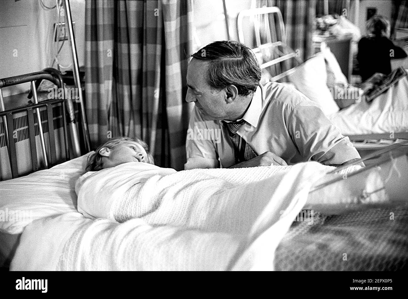 Childrens Ward Cardiff Hospital. Sick child with visitor Stock Photo ...