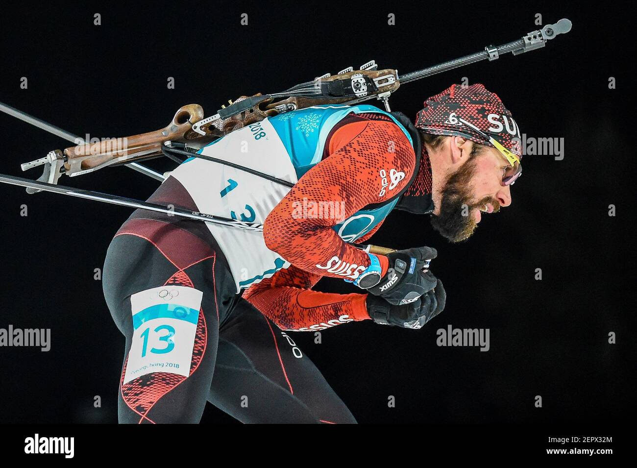 February 18, 2018: Benjamin Weger of Â Switzerland competing in 15 km ...
