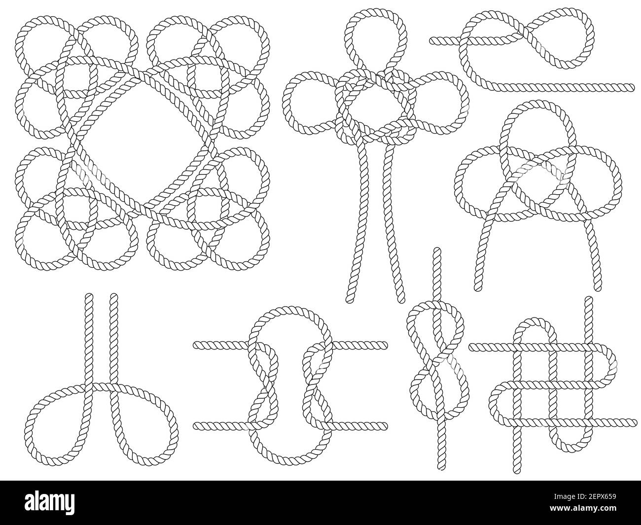 Set of nautical rope knots. Marine rope knot Stock Vector Image & Art ...