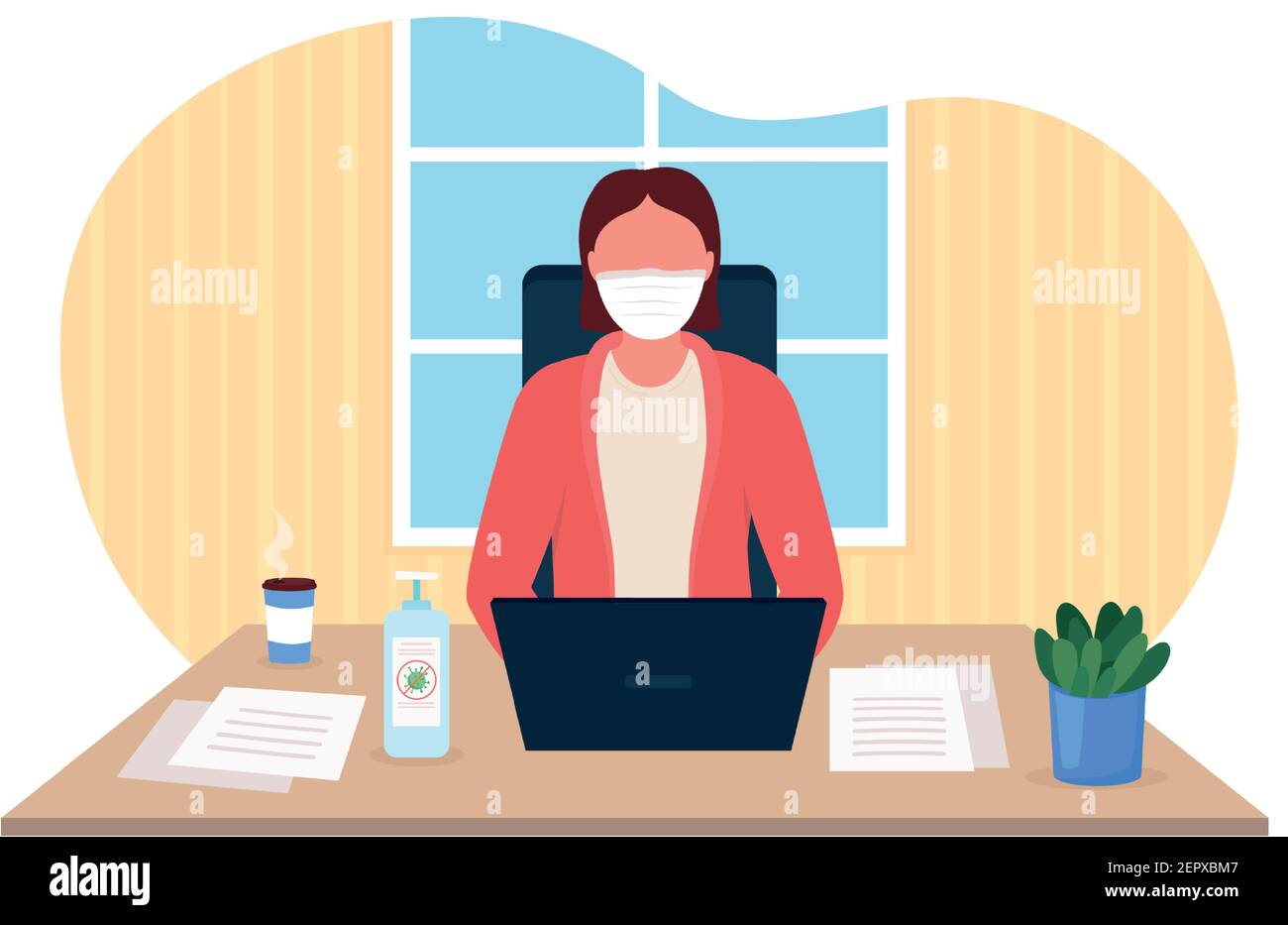 Working remotely 2D vector web banner, poster Stock Vector Image & Art ...