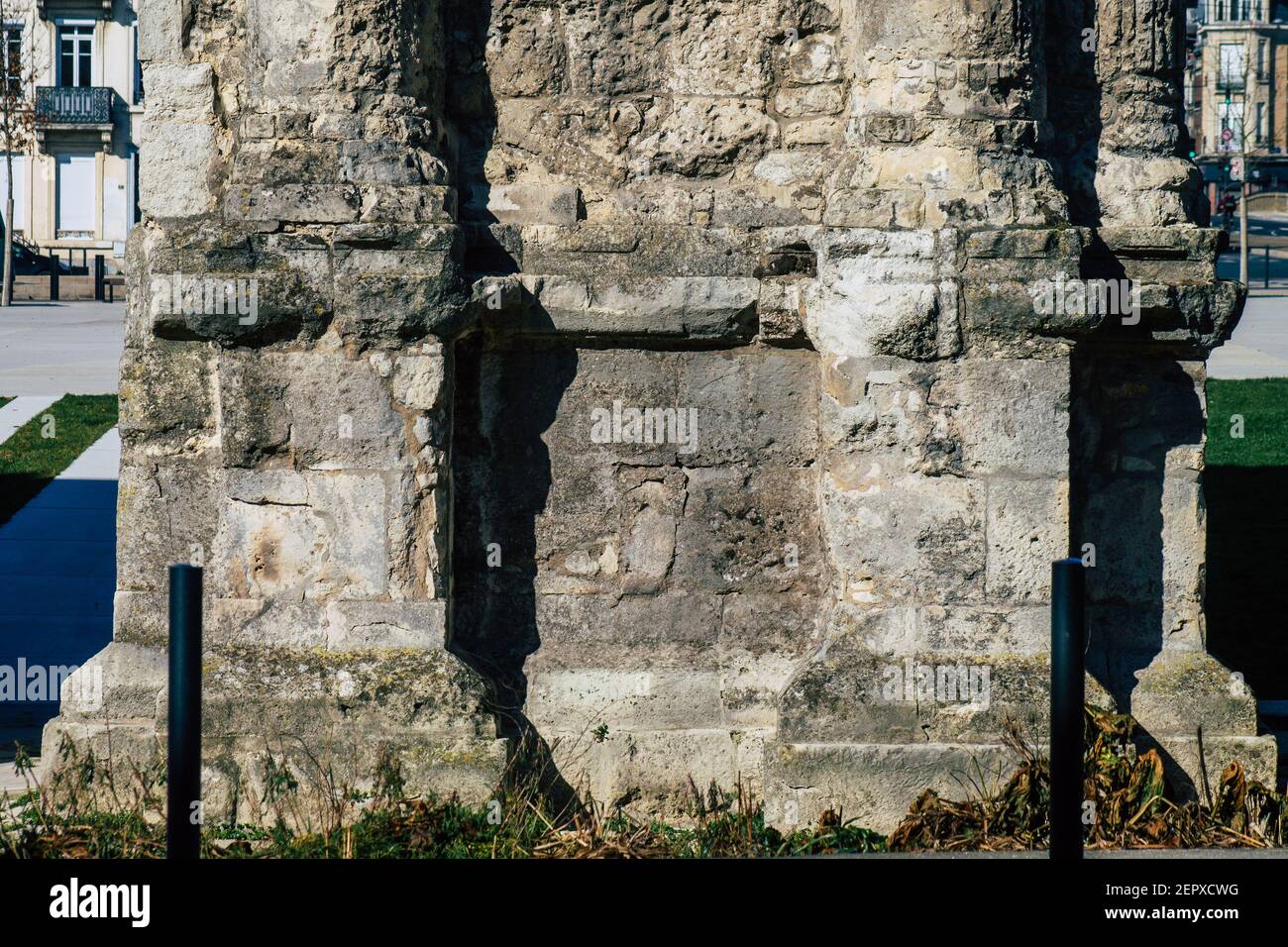Reims France February 27, 2021 Roman triumphal arch called Mars Gate ...
