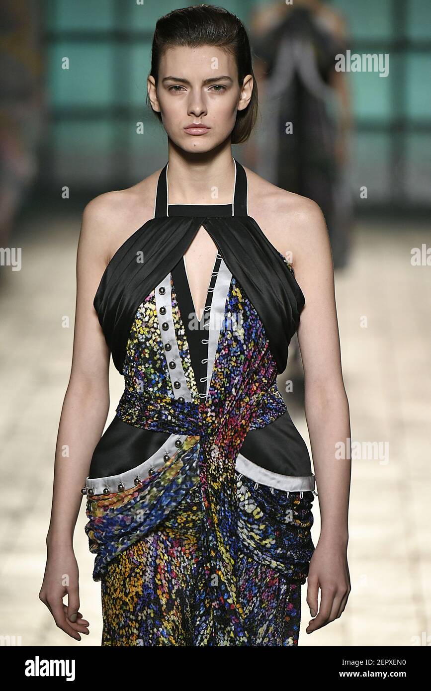 Model Marie Damian walks on the runway during the Mary Zatrantzou ...