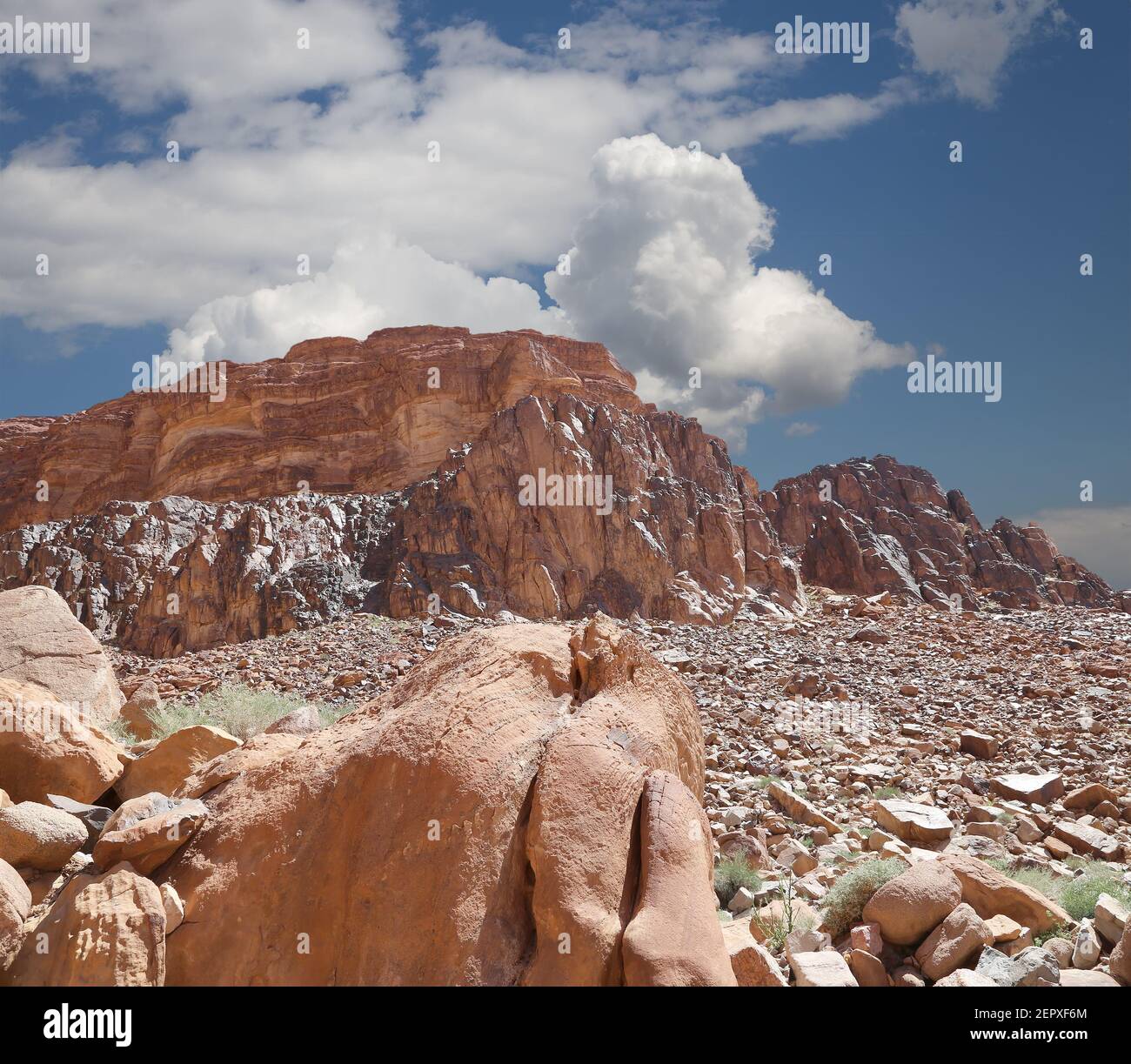 Mountains of Wadi Rum Desert also known as The Valley of the Moon is a ...