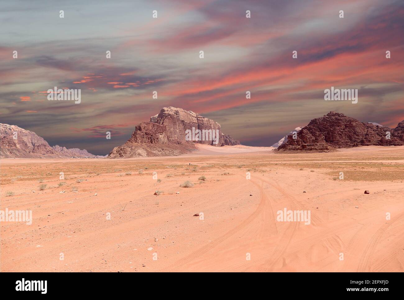 Wadi Rum Desert also known as The Valley of the Moon is a valley cut ...
