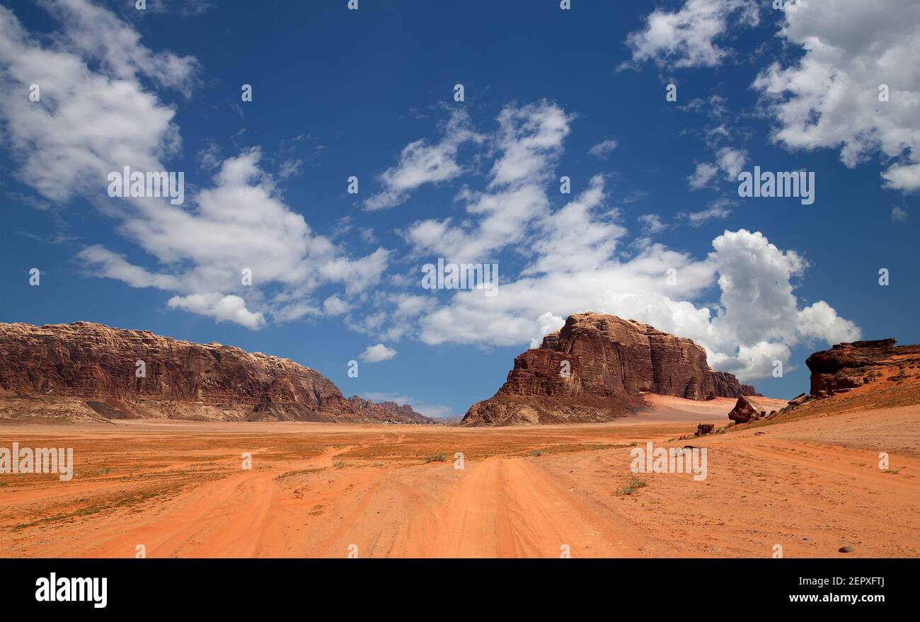 Wadi Rum Desert also known as The Valley of the Moon is a valley cut ...
