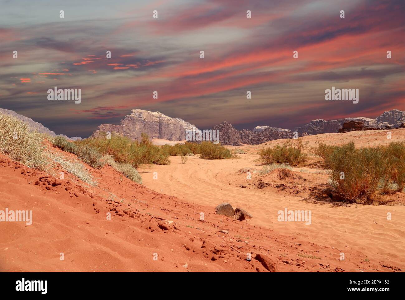 Wadi Rum Desert also known as The Valley of the Moon is a valley cut ...