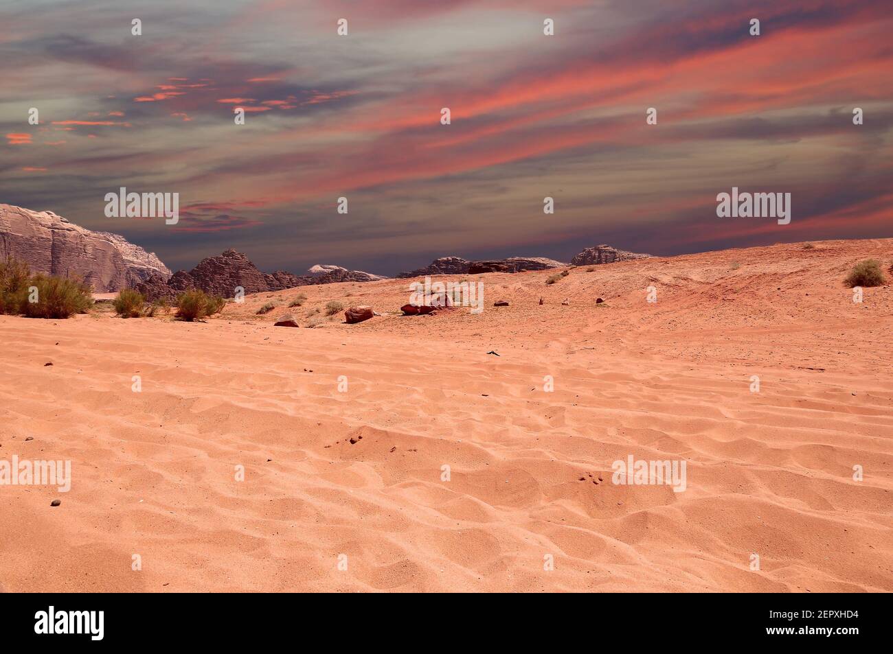 Wadi Rum Desert also known as The Valley of the Moon is a valley cut ...