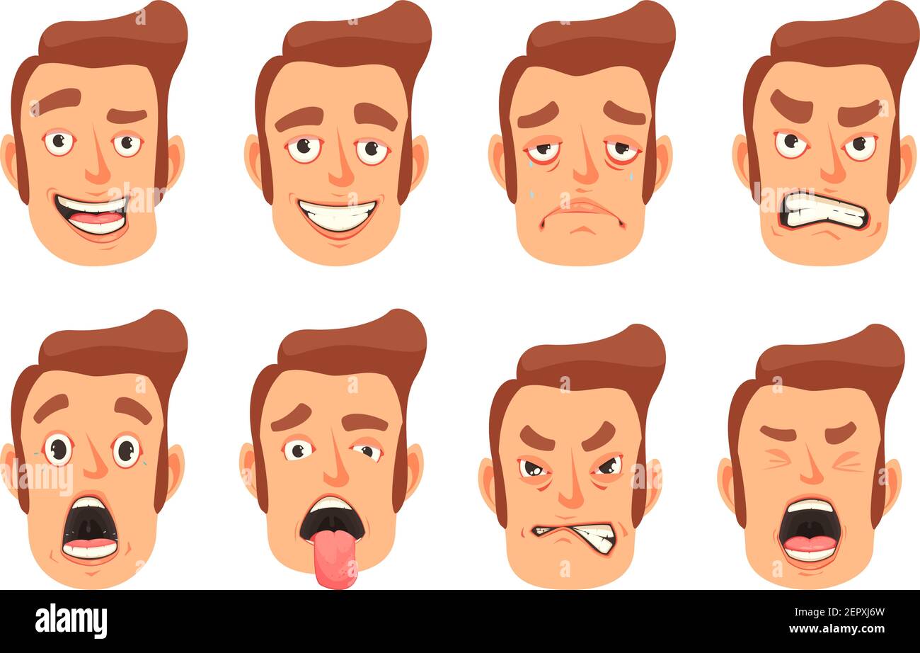 Men facial gestures pleasure surprise fear disgust emotions 8 cute ...