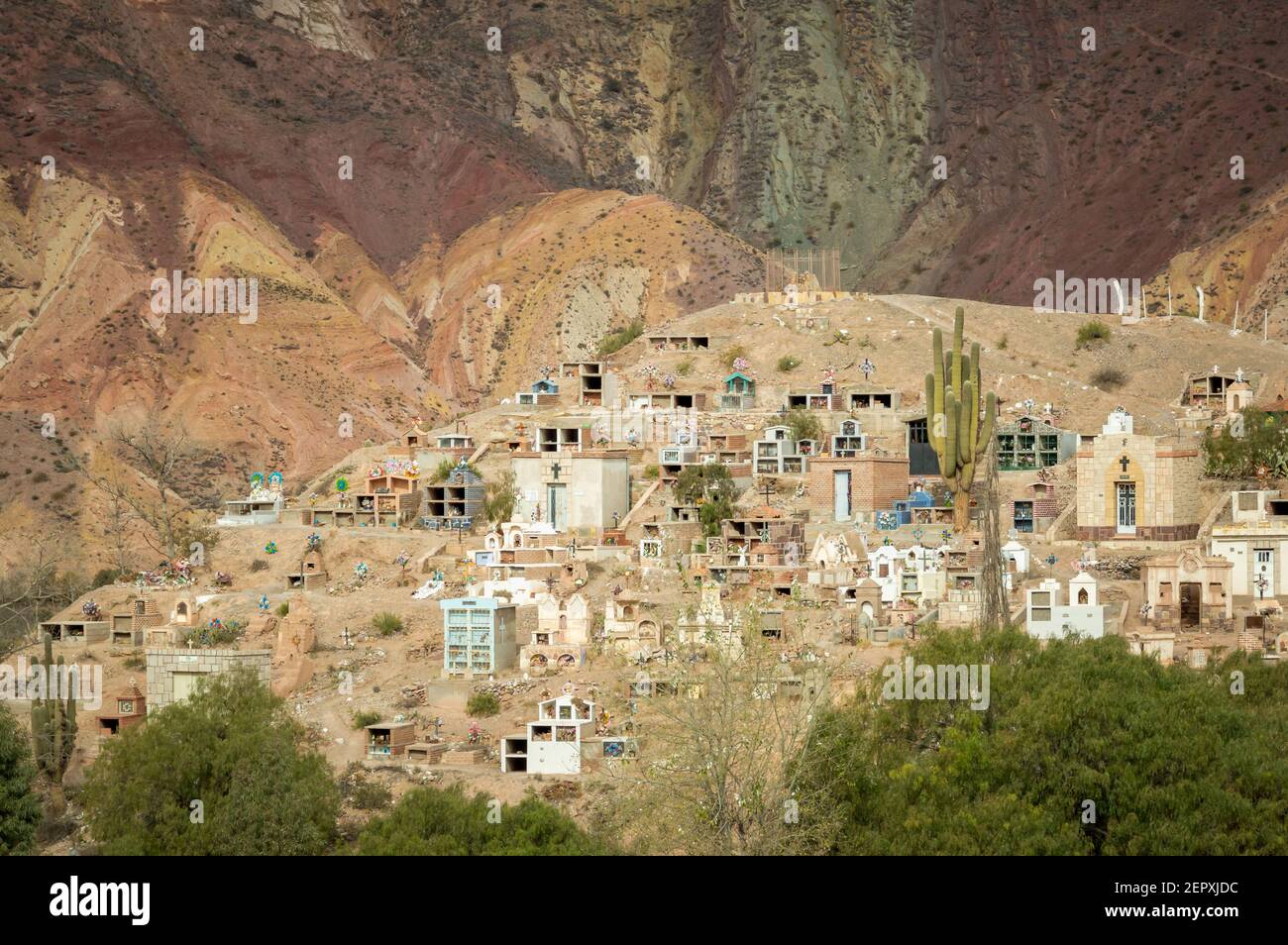 Cemetery in village Maimara in Quebrada de Humahuaca valley, Argentina ...