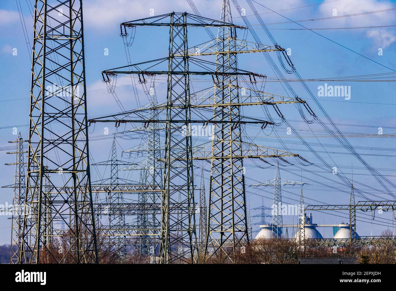 Many high voltage electricity pylons and power lines at RWE Generation ...