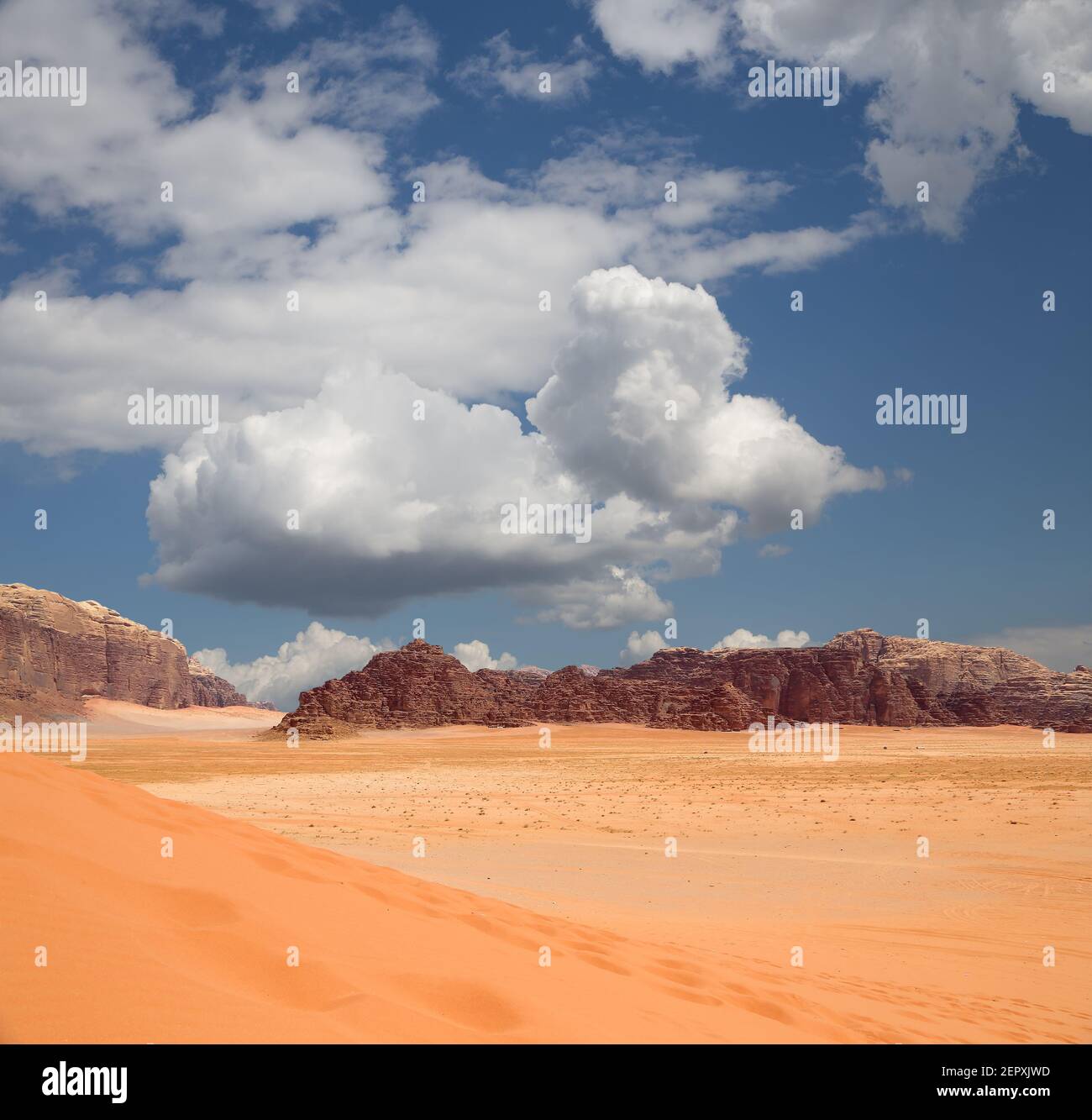 Wadi Rum Desert also known as The Valley of the Moon is a valley cut ...