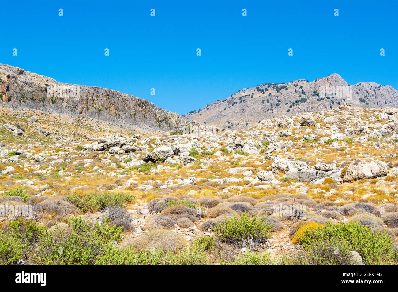 Landscape of gorge in Rhodes island with rock and mountain Stock Photo ...