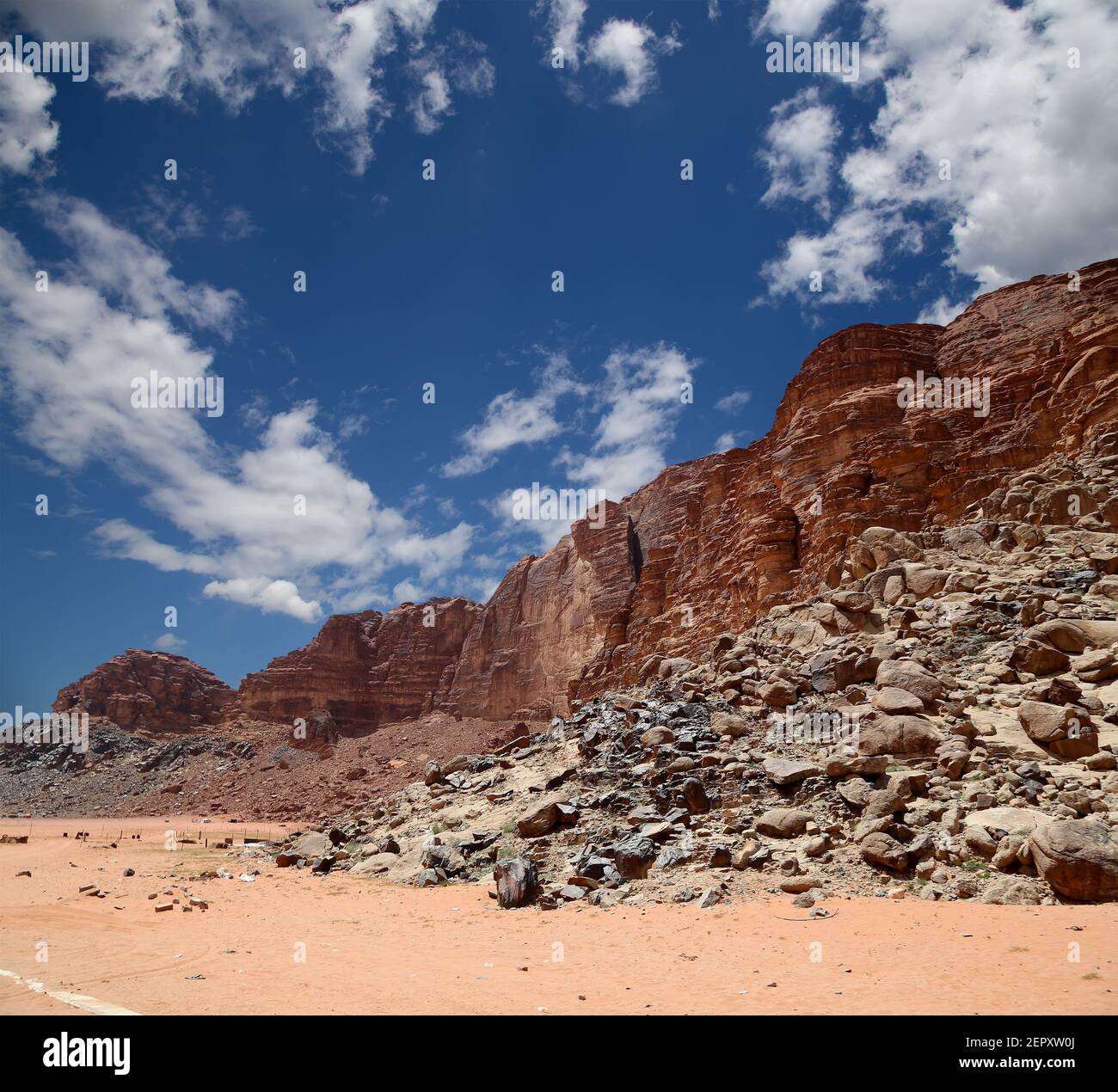 Wadi Rum Desert also known as The Valley of the Moon is a valley cut ...