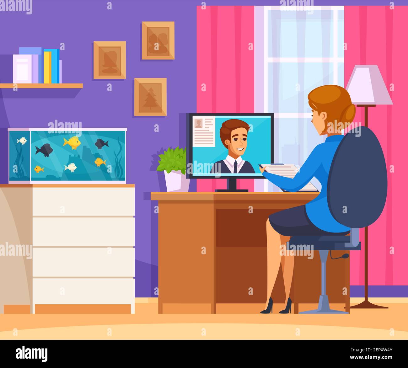 Recruitment hiring hunting hr cartoon characters composition with ...