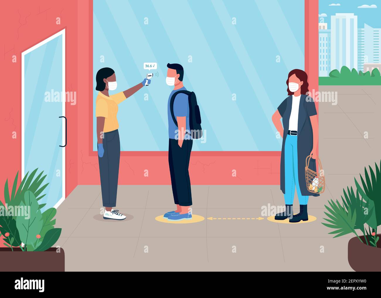 Measuring temperature flat color vector illustration Stock Vector Image ...