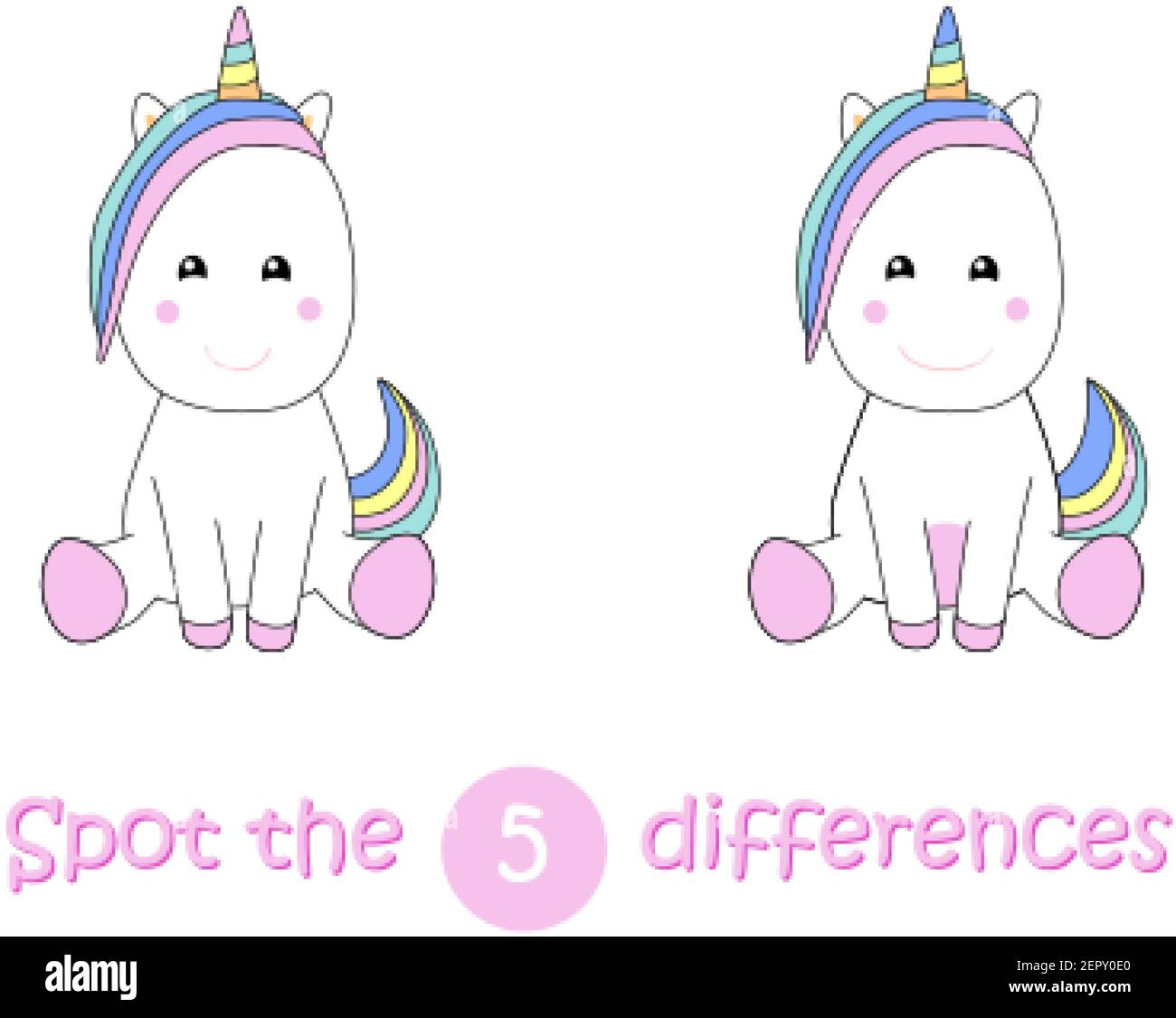 Spot the differences child educational game with unicorn Stock Vector ...