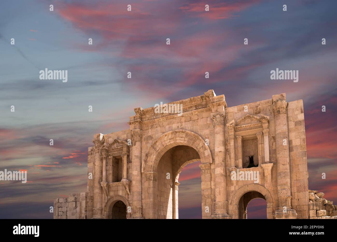 Arch of Hadrian in Jerash, Jordan-- was built to honor the visit of ...