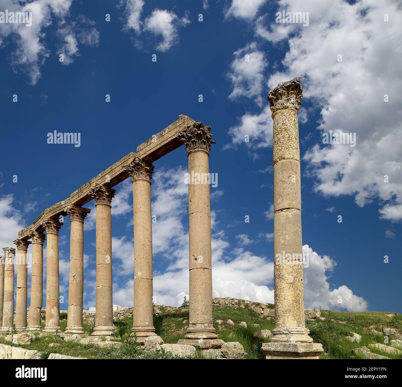 Roman Columns in the Jordanian city of Jerash (Gerasa of Antiquity ...