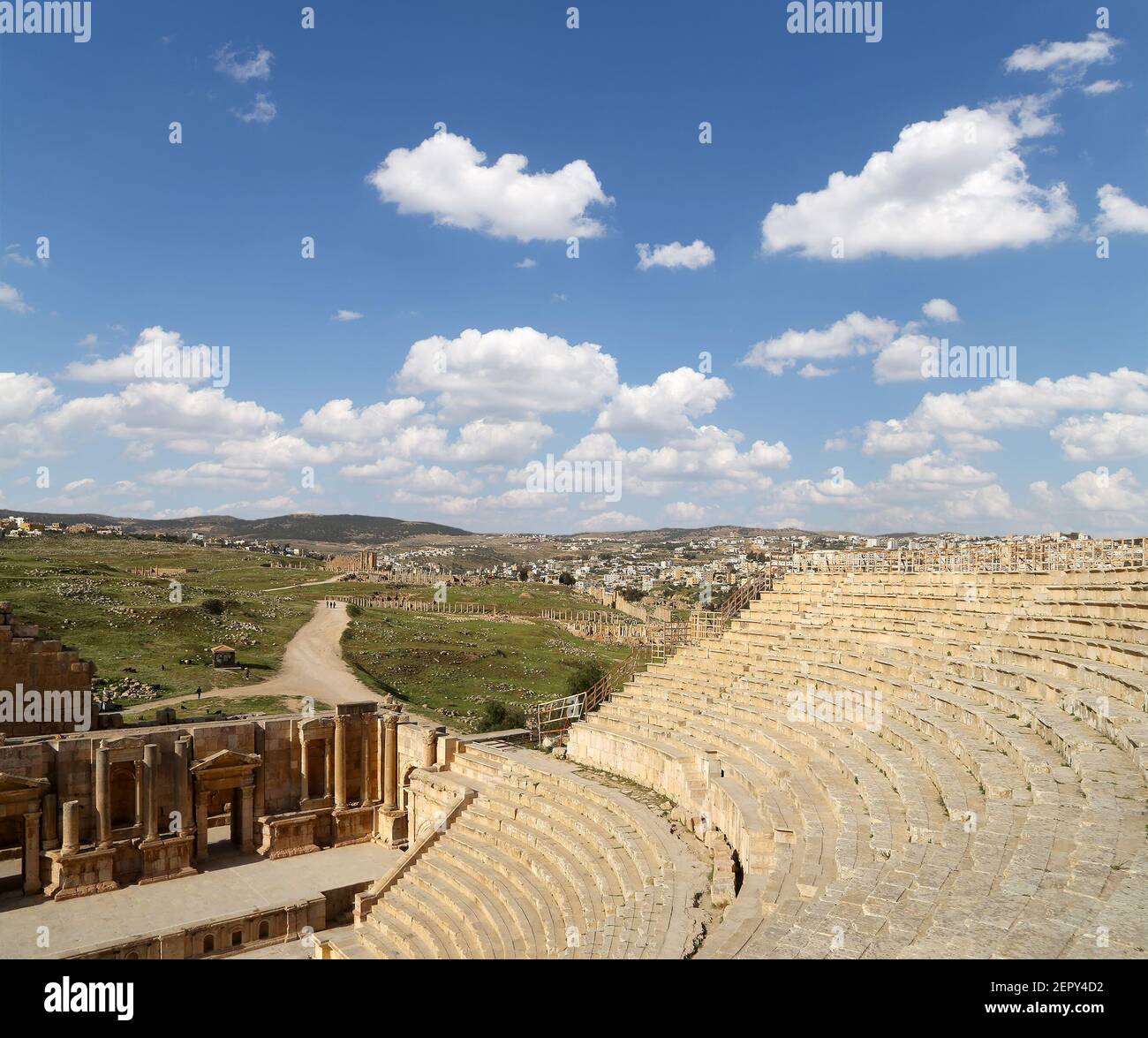 Amphitheater in Jerash (Gerasa of Antiquity), capital and largest city ...
