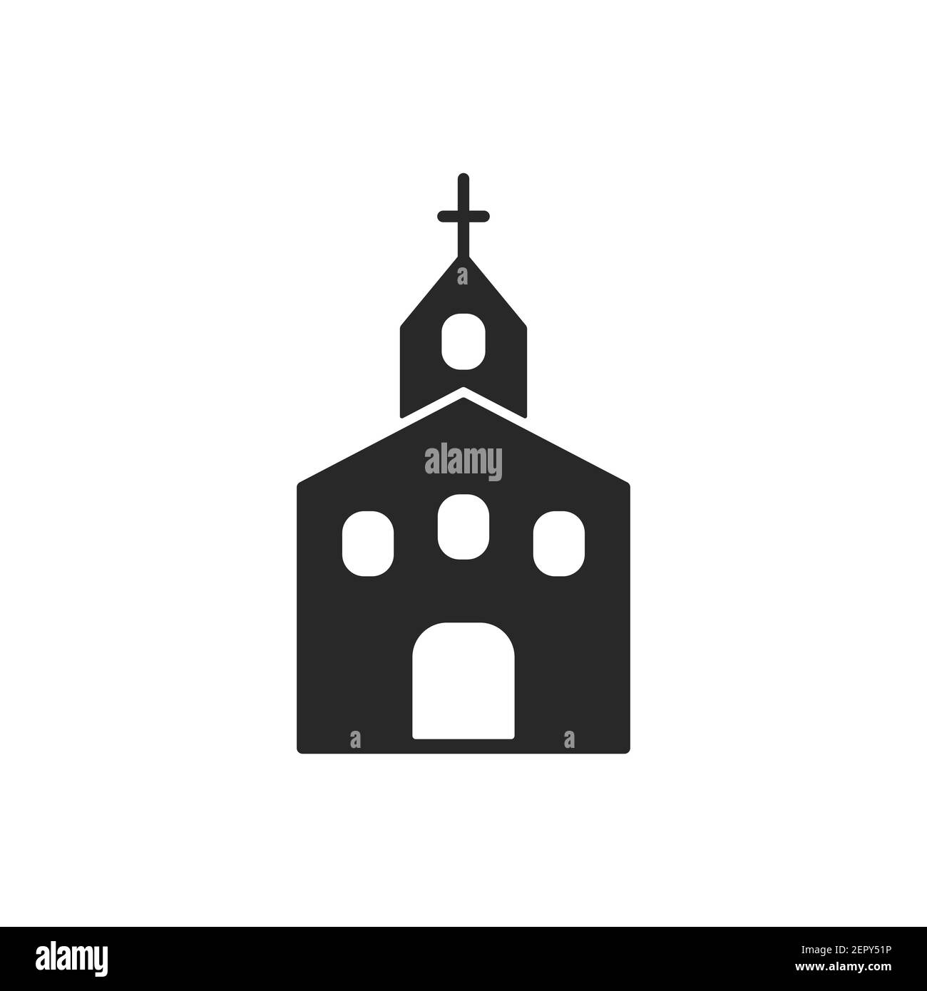 Church icon. Holy place building silhouette sign. Church outline black ...
