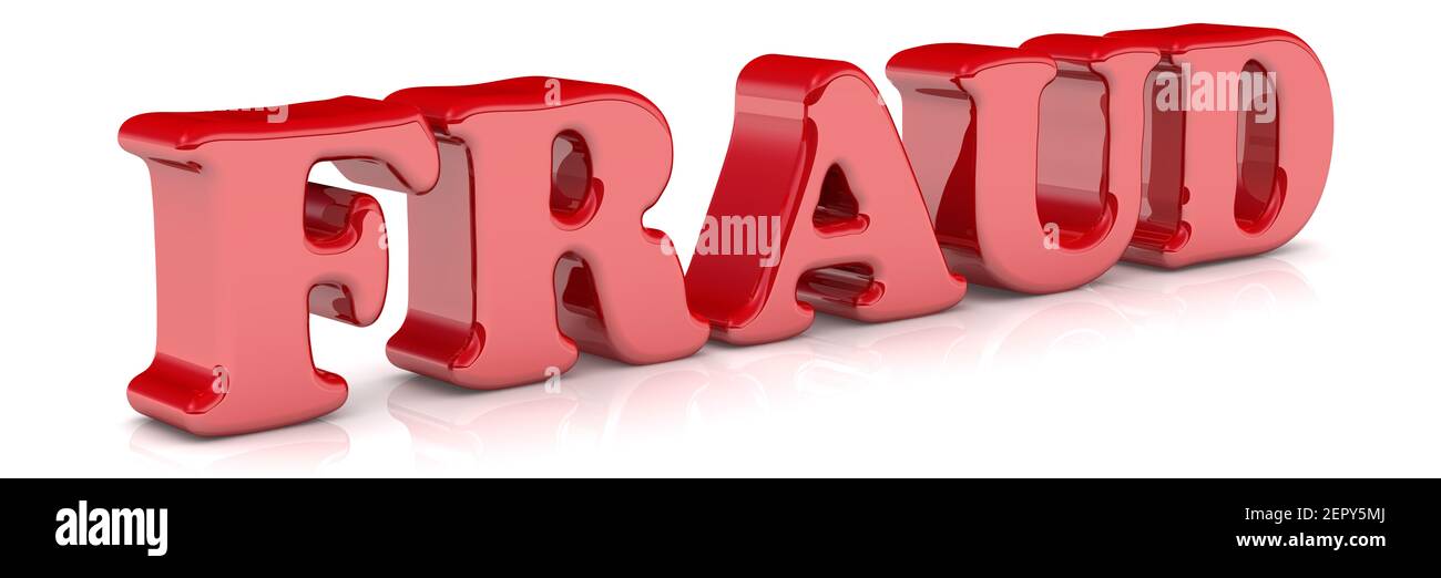 Red word FRAUD on white background. Isolated. 3D illustration Stock ...