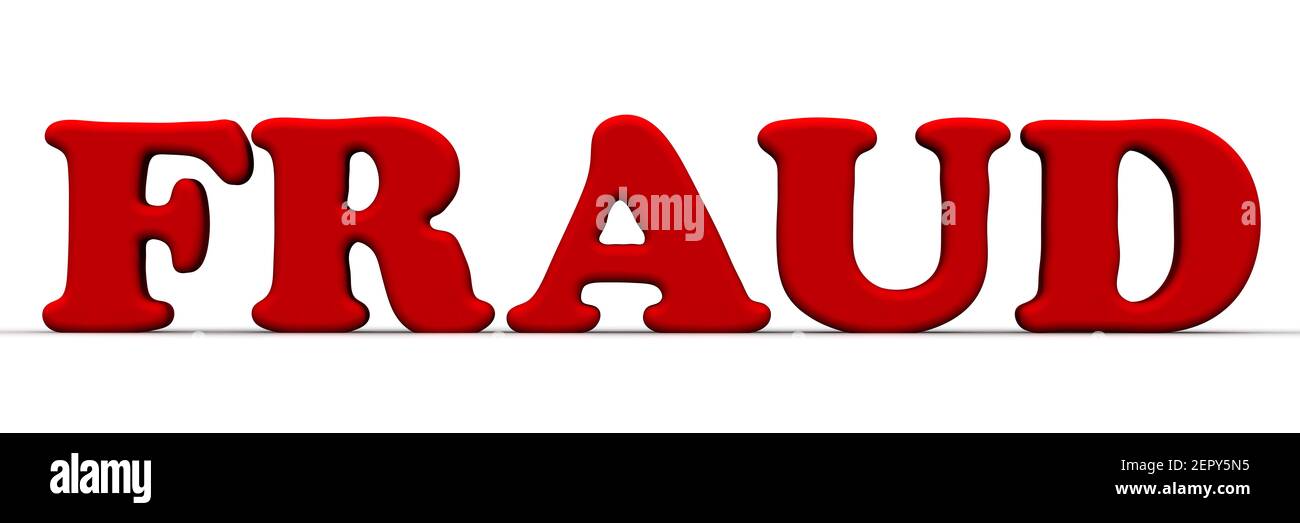 Red word FRAUD on white background. Isolated. 3D illustration Stock ...
