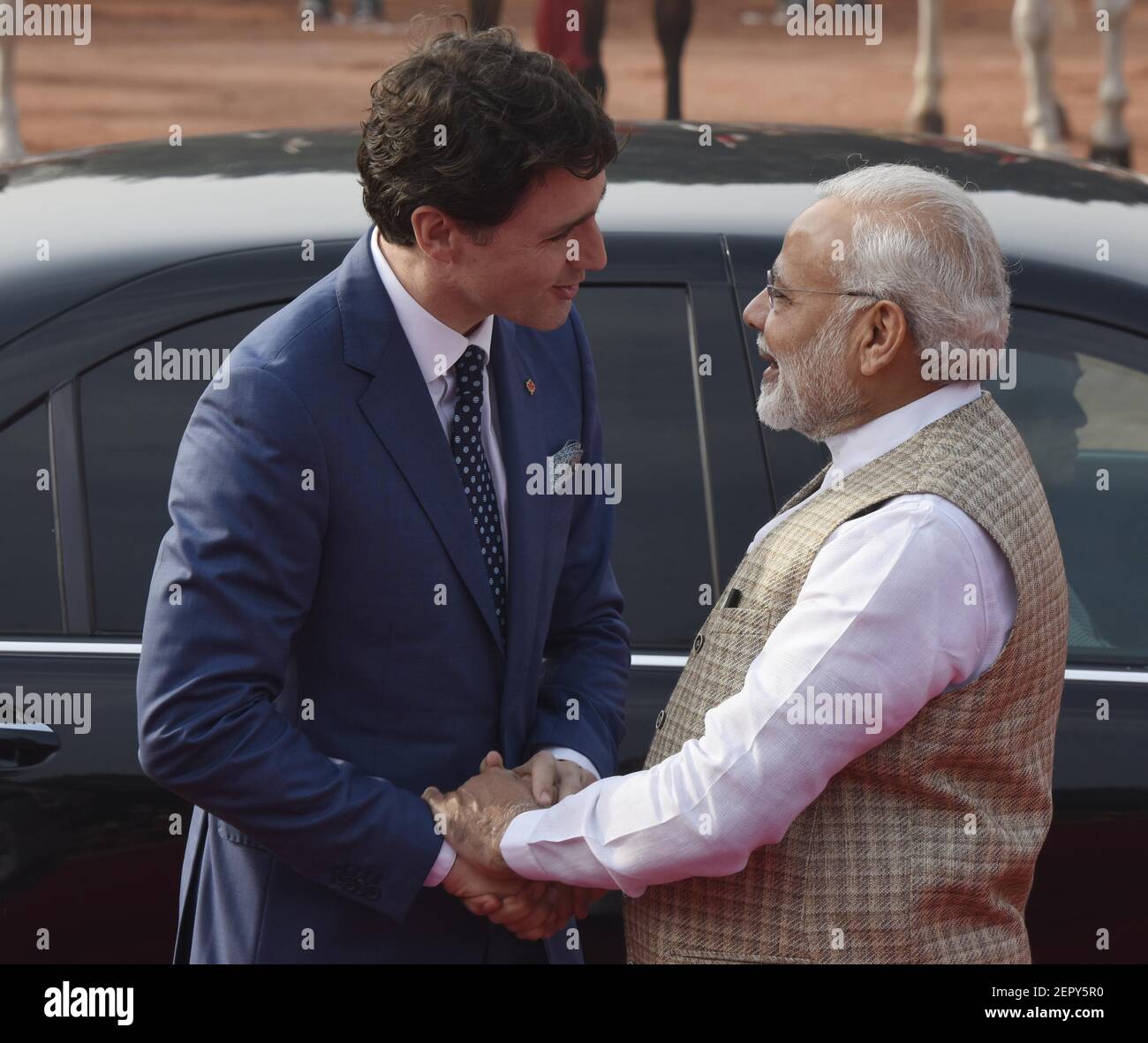 Canadian Prime Minister Justin Trudeau with PM Narendra Modi at the ...