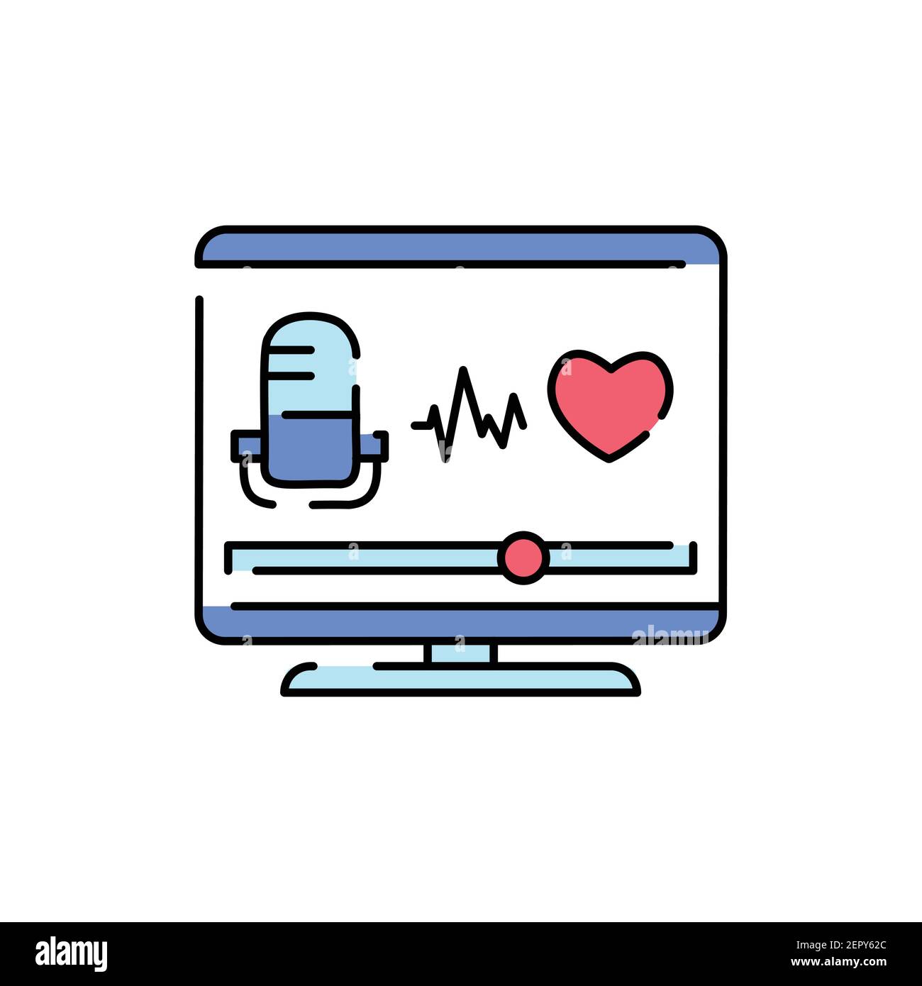 Playing music on pc color line icon. Asmr. Autonomous sensory meridian ...