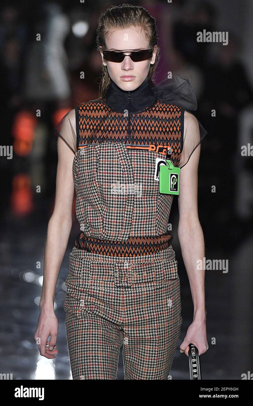 Model Sarah Dahl walks on the runway during the Prada Fashion Show ...