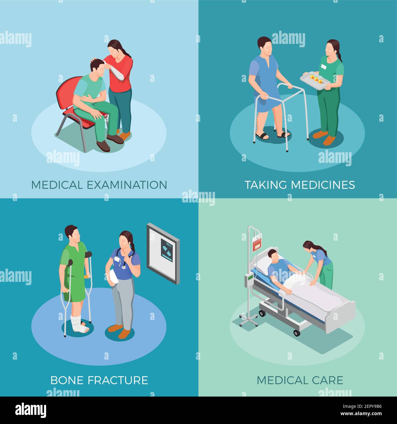 Doctor and patient isometric design concept with examination, taking ...