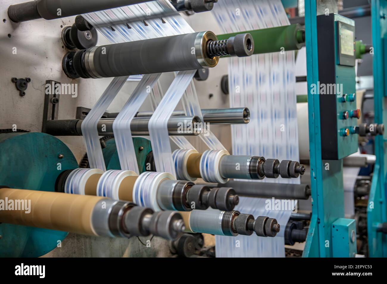 Production of duct tape.Packing tape manufacturing. Strapping Machine ...