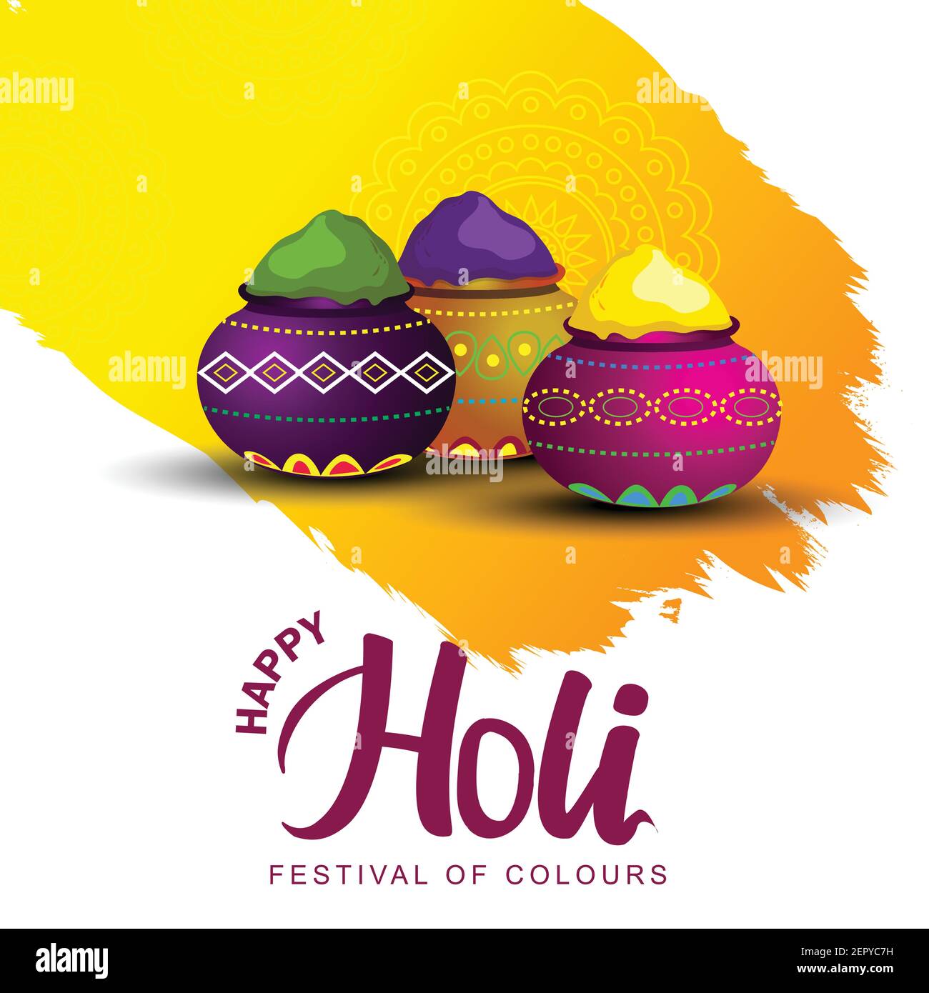 happy holi greetings vector illustration. illustration of pots making ...