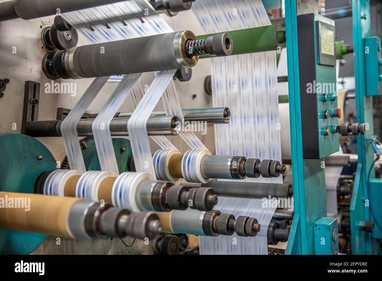 Production of duct tape.Packing tape manufacturing. Strapping Machine ...