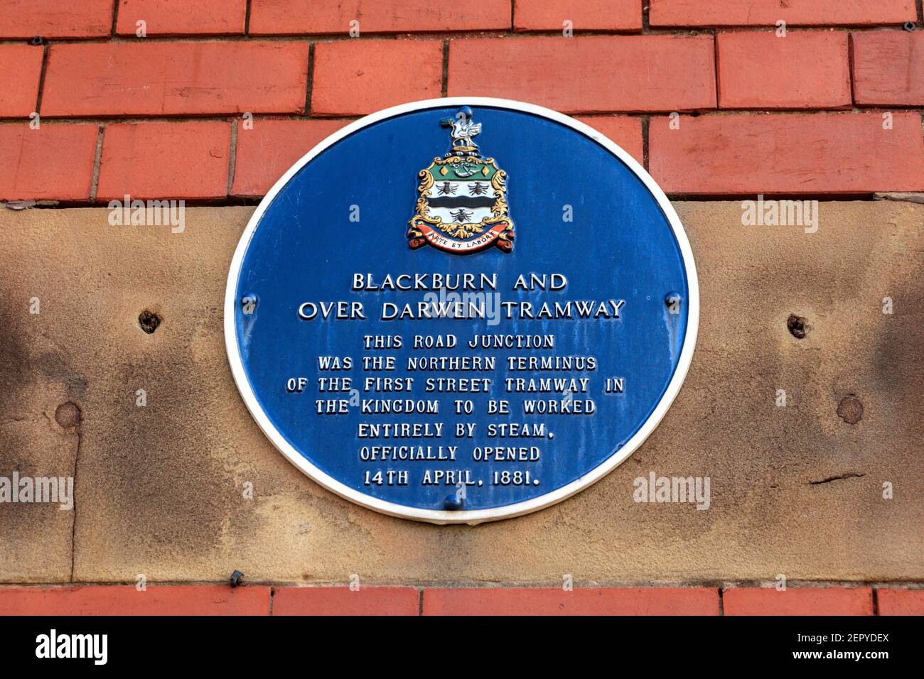 Blackburn And Over Darwen Tramway blue plaque. Darwen Street, Blackburn ...