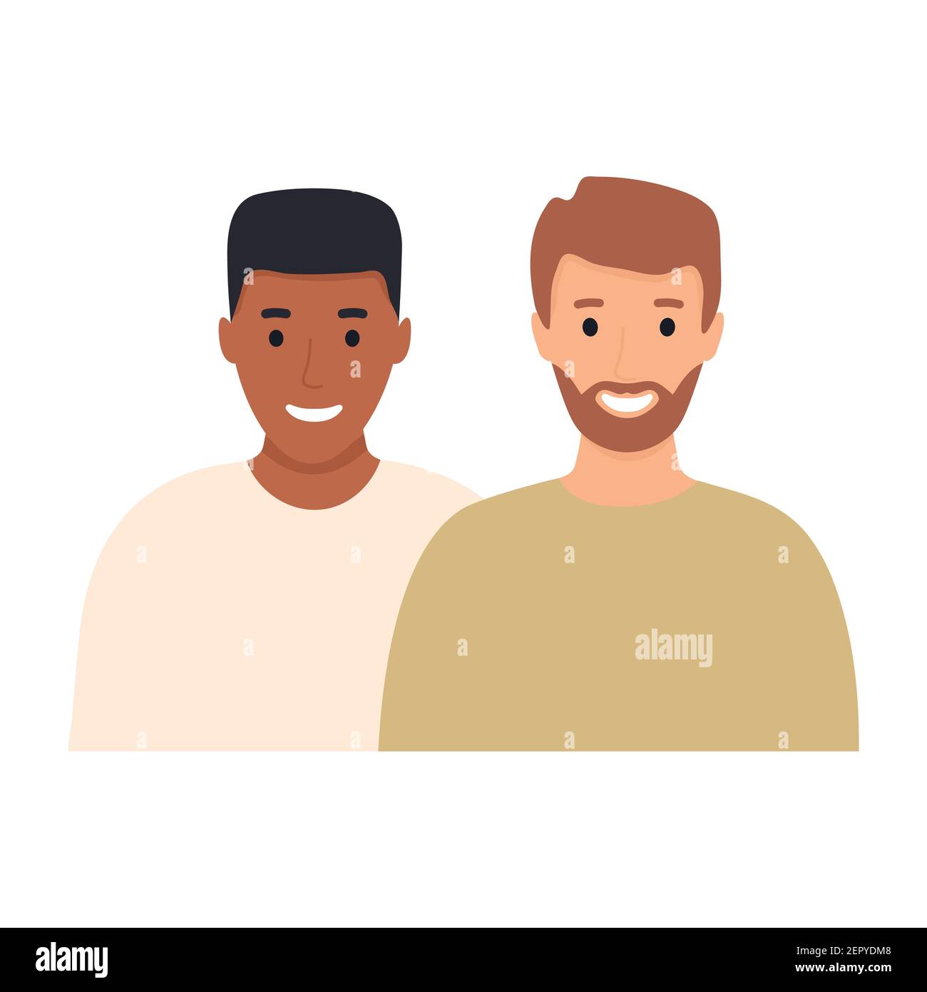Homosexual LGBT gays. Two young multicultural boys standing together in ...